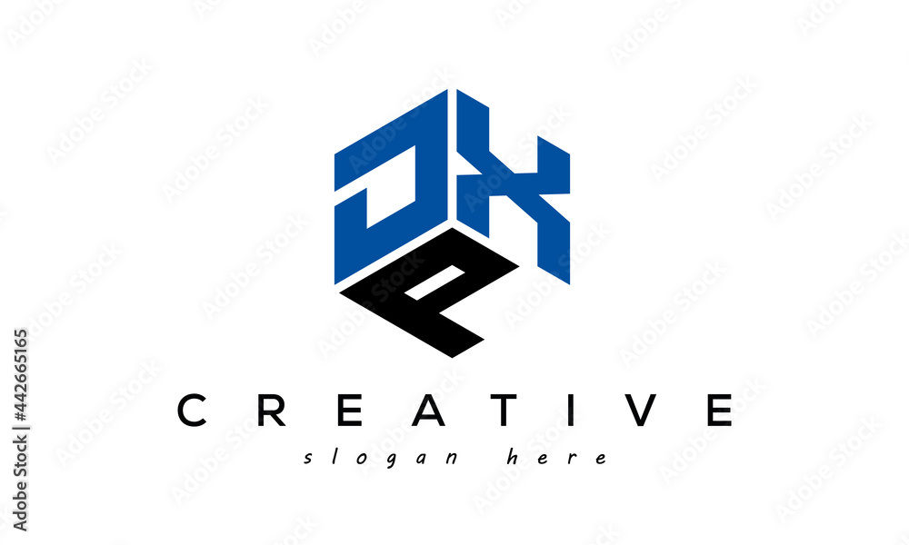 Vetor de DXP letters creative logo with hexagon do Stock | Adobe Stock