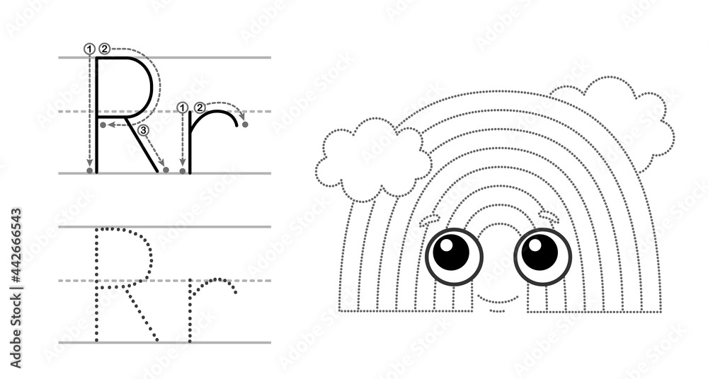 Trace the letter and picture and color it. Educational children tracing ...