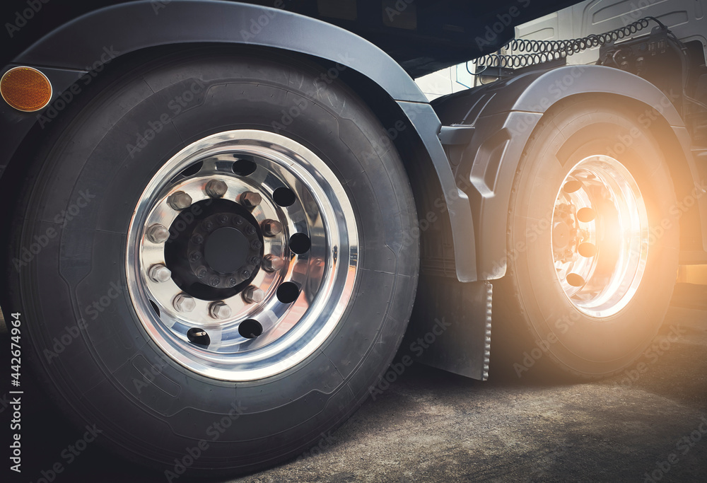 Rear A Big Semi Truck Wheels and Tires. Industry Freight Truck ...