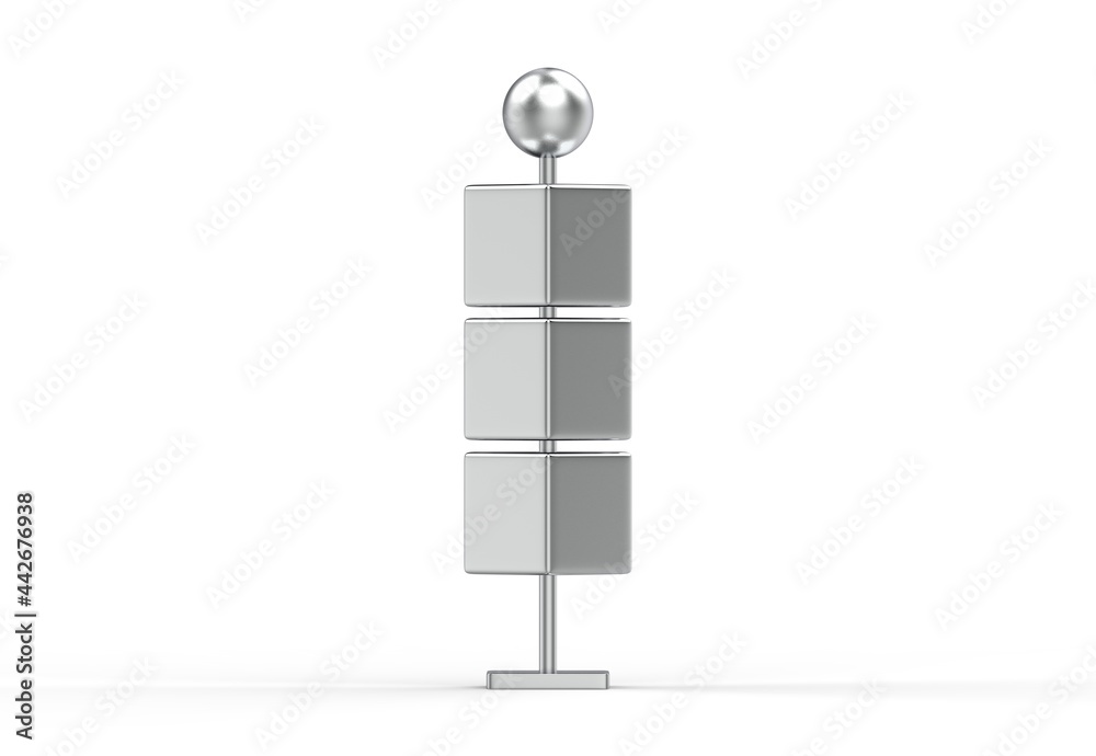 Metallic Wayfinding mockup template on isolated white background, 3d ...