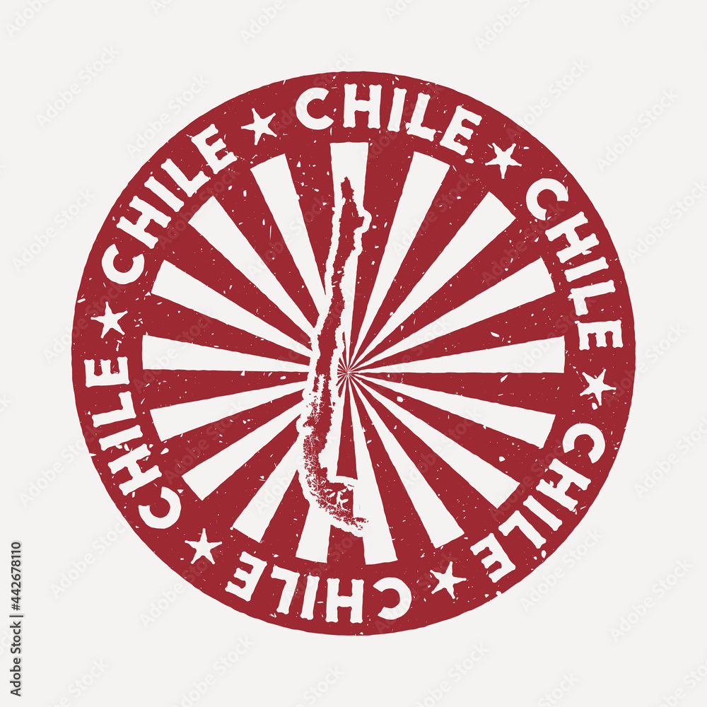 Chile stamp. Travel red rubber stamp with the map of country, vector ...