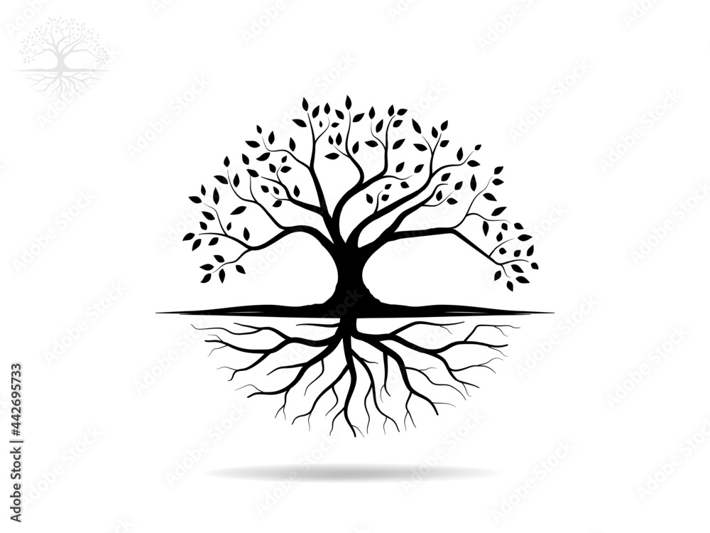 tree with roots Stock Vector | Adobe Stock