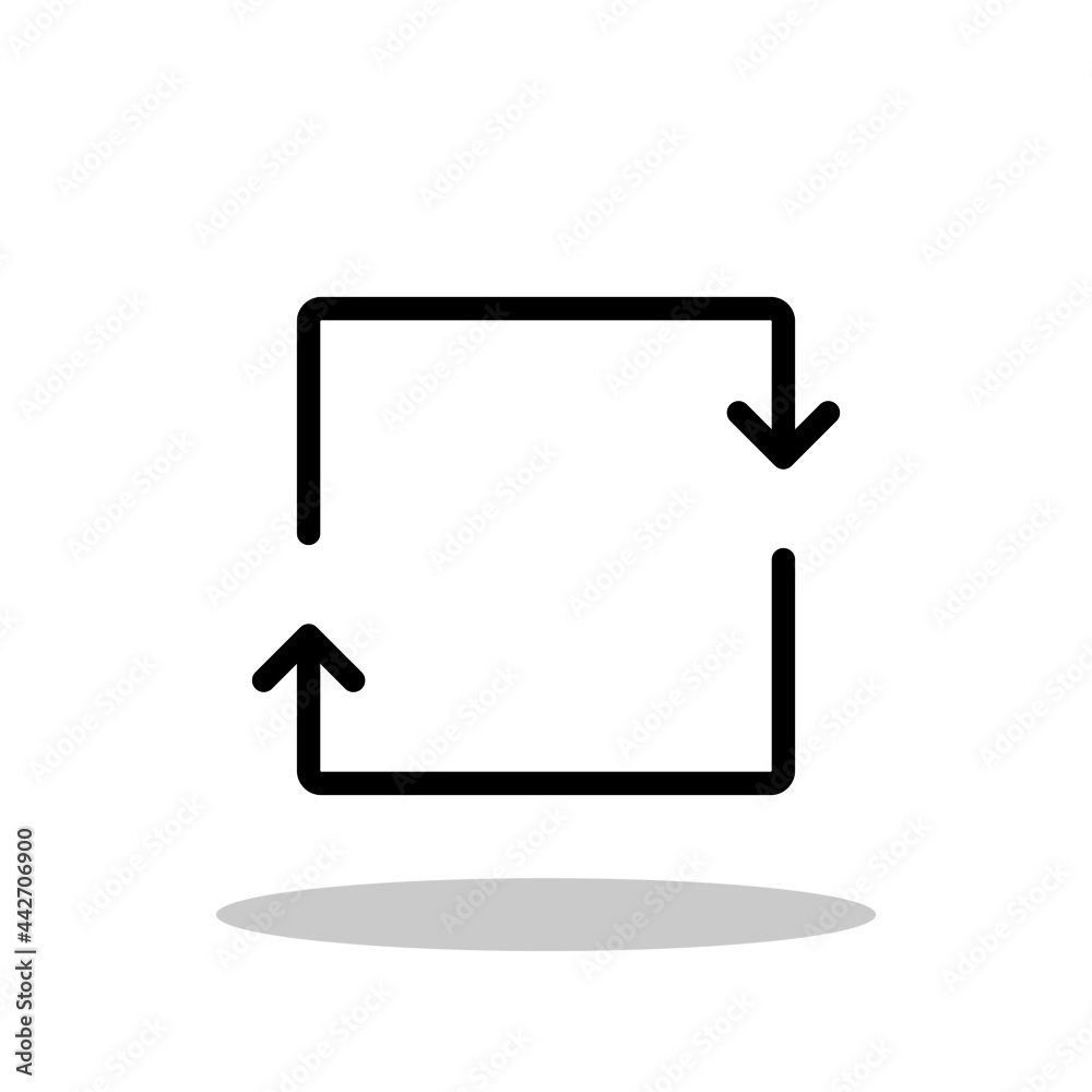 Circular square arrows icon in flat style. Square arrows symbol for ...