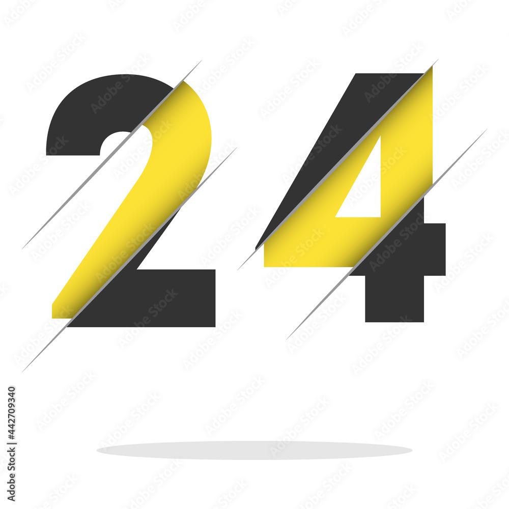 24 2 4 Number Logo Design with a Creative Cut and Black Circle ...