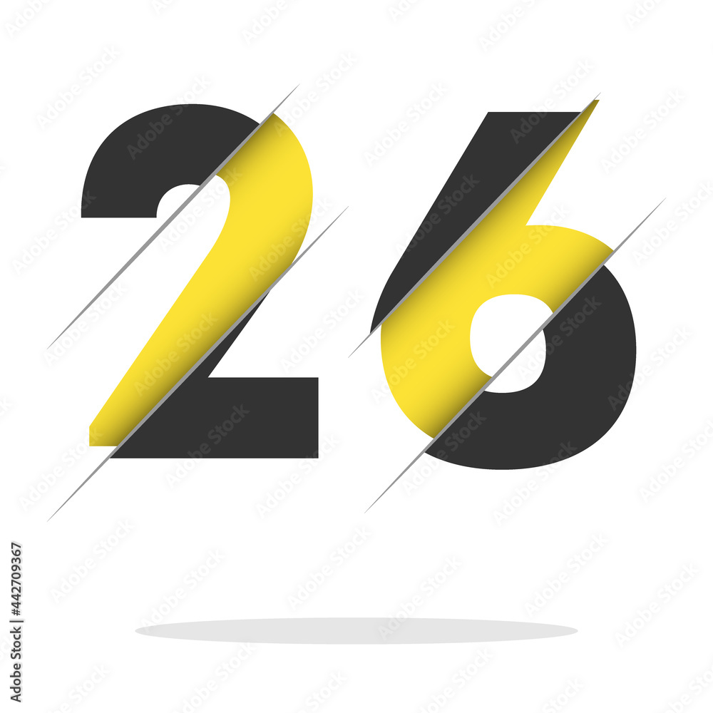 26 2 6 Number Logo Design with a Creative Cut and Black Circle ...