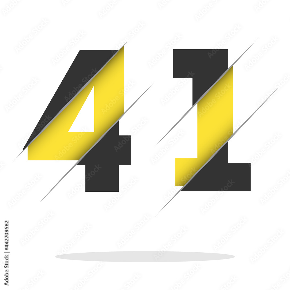 41 4 1 Number Logo Design with a Creative Cut and Black Circle ...