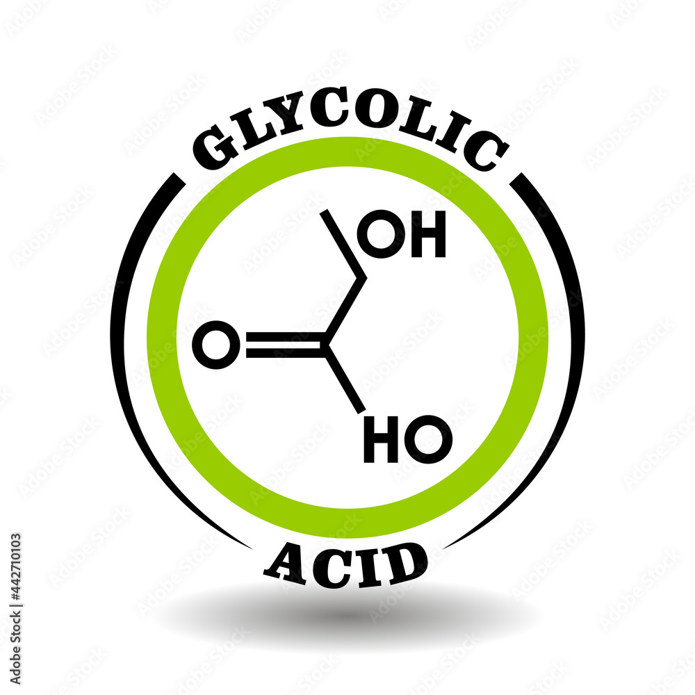 Circle vector icon with chemical formula of Glycolic Acid symbol for ...