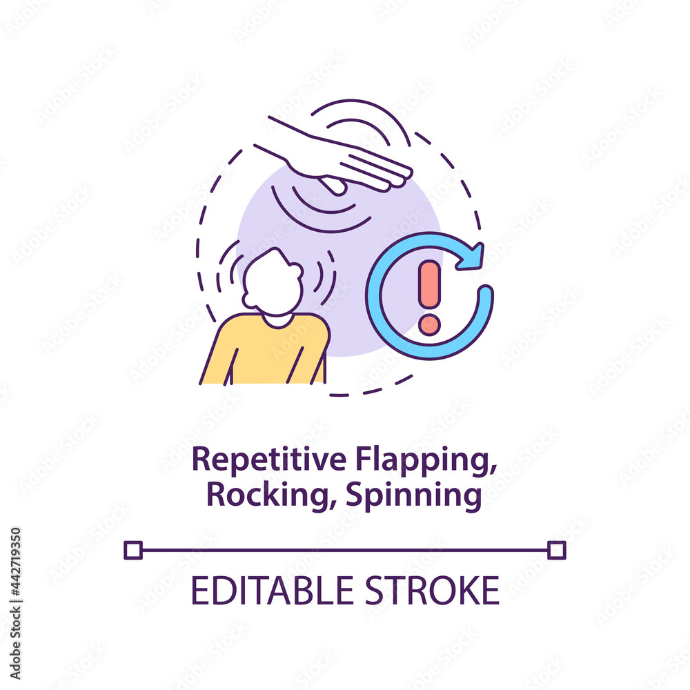 Repetitive flapping, rocking, spinning concept icon. Autism symptom ...