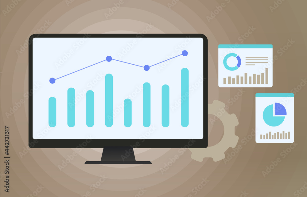 Digital Analysis Financial Business Data concept illustration ...