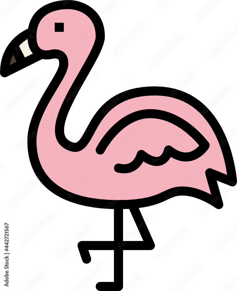 flamingo color outline icon Stock Vector | Adobe Stock