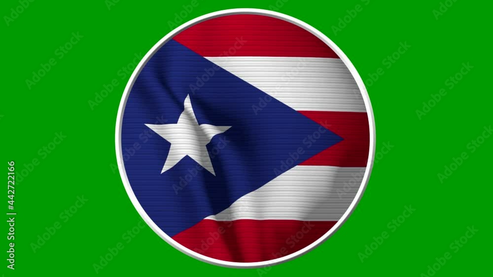 Puerto Rico Circular Flag Loop - Realistic 4K flag waving in the wind ...