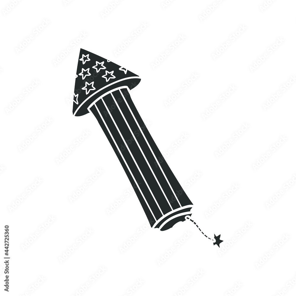 Rocket Pyrotechnics Icon Silhouette Illustration. American Holidays ...
