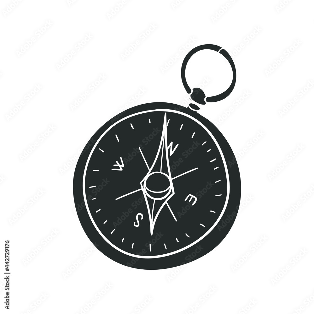 Travel Compass Icon Silhouette Illustration. Adventure Camp Vector ...