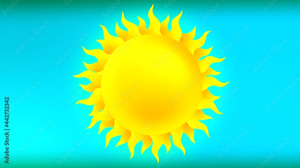 Cartoon sun with dynamic rays animation. Seamless loop, alpha channel ...
