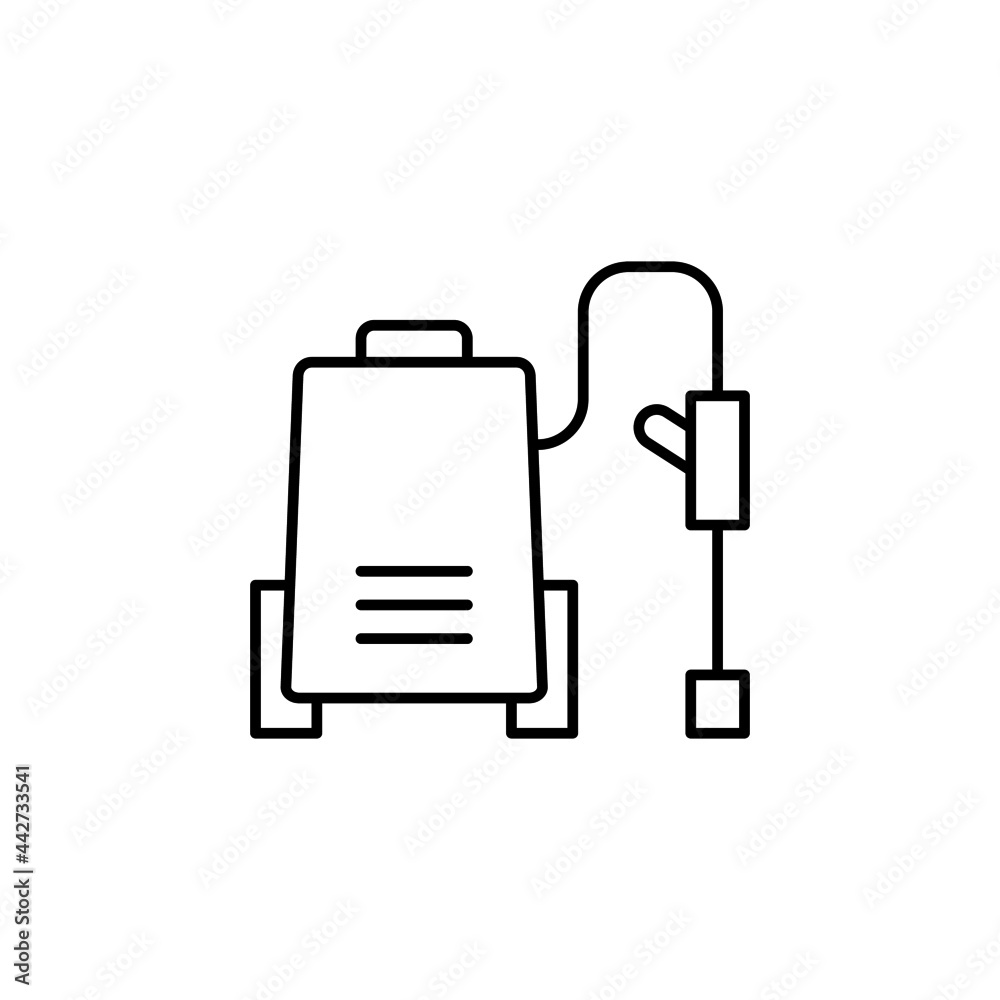 High pressure washer icon in flat black line style, isolated on white ...