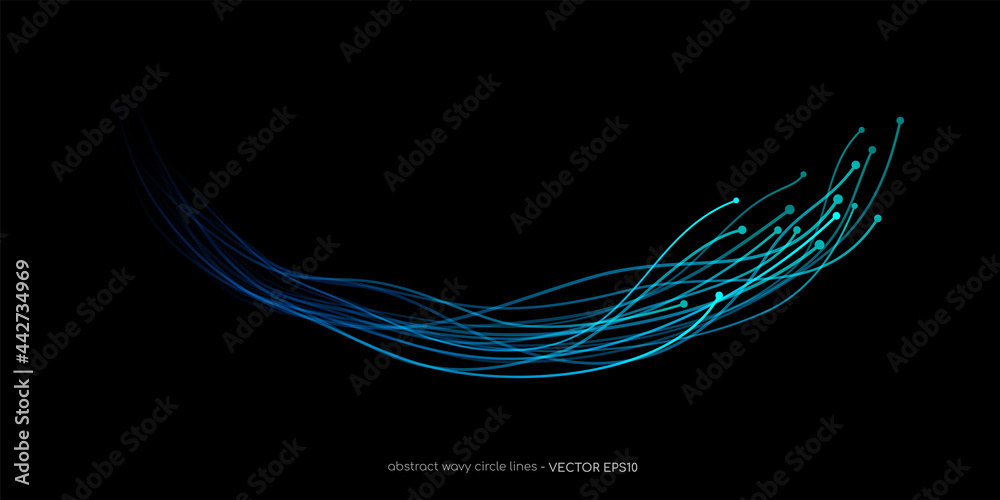 AI Artificial intelligence wave lines neural network blue and green ...