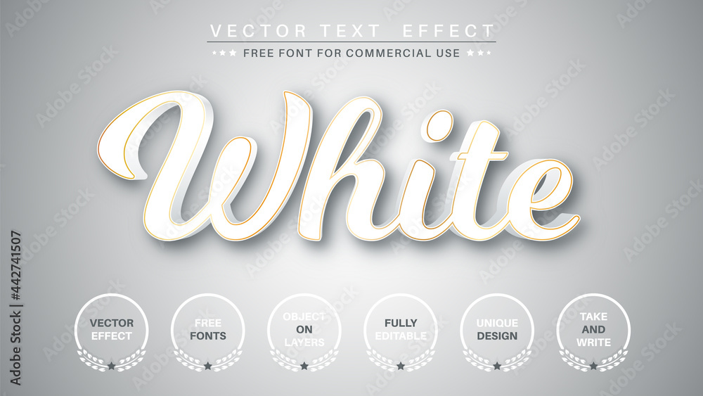 White - edit text effect, font style Stock Vector | Adobe Stock