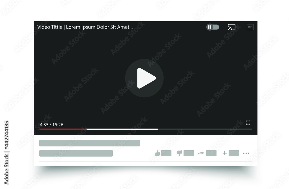 Video player interface isolated on white background. Video streaming ...