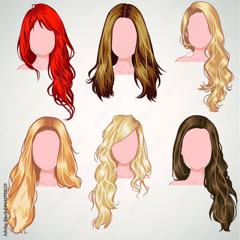 Set female hair style sprites game vector image Stock Vector | Adobe Stock