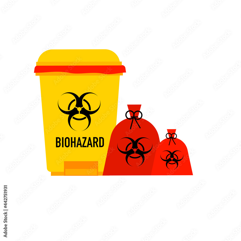 Biohazards waste icons. Biohazards trash and garbage bag. Stock Vector ...