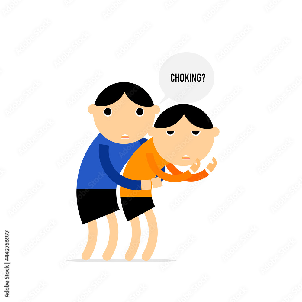 Cartoon character, Heimlich maneuver. Stock Vector | Adobe Stock