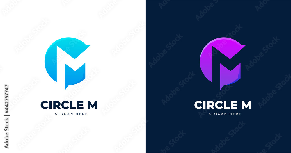 Letter M logo design template with circle shape style for personal or ...