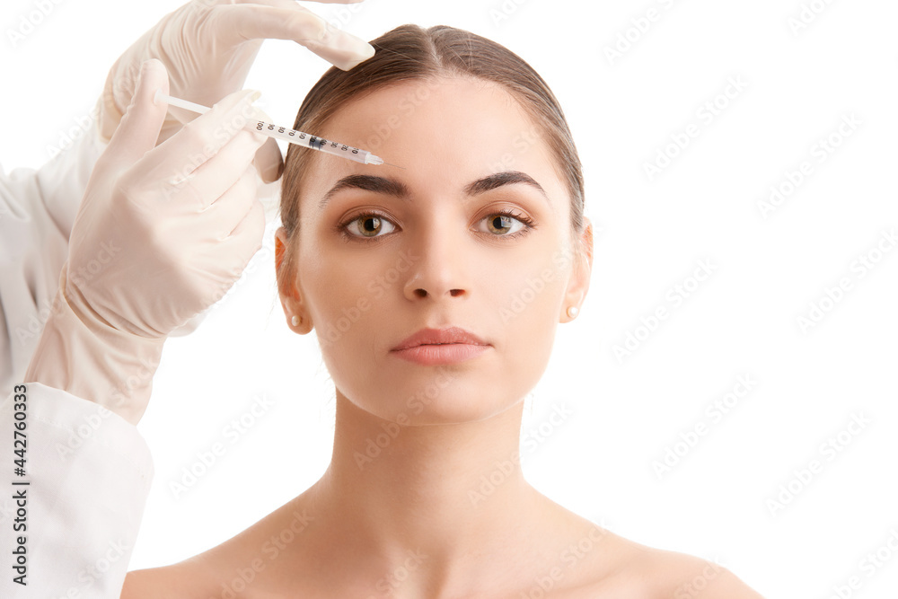 Woman at plastic surgery. Portrait of an attractive young woman ...