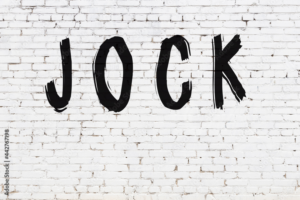 Inscription jock painted on white brick wall Stock Illustration | Adobe ...