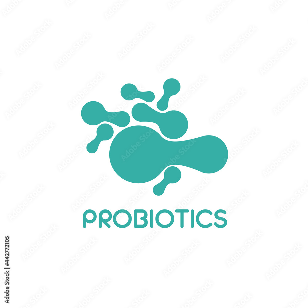 Probiotics logo. Bacteria logo. Concept of healthy nutrition ingredient ...