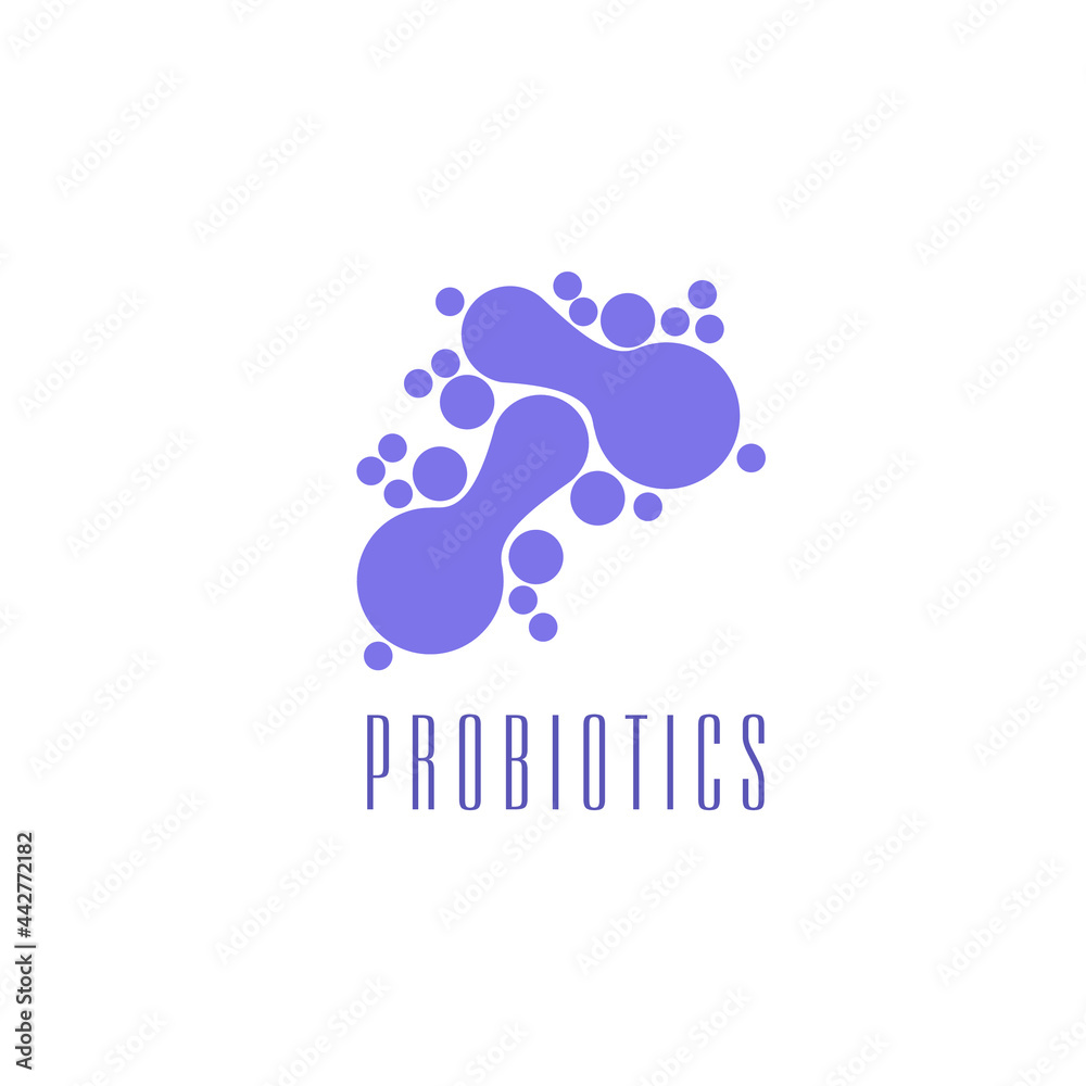 Probiotics logo. Bacteria logo. Concept of healthy nutrition ingredient ...