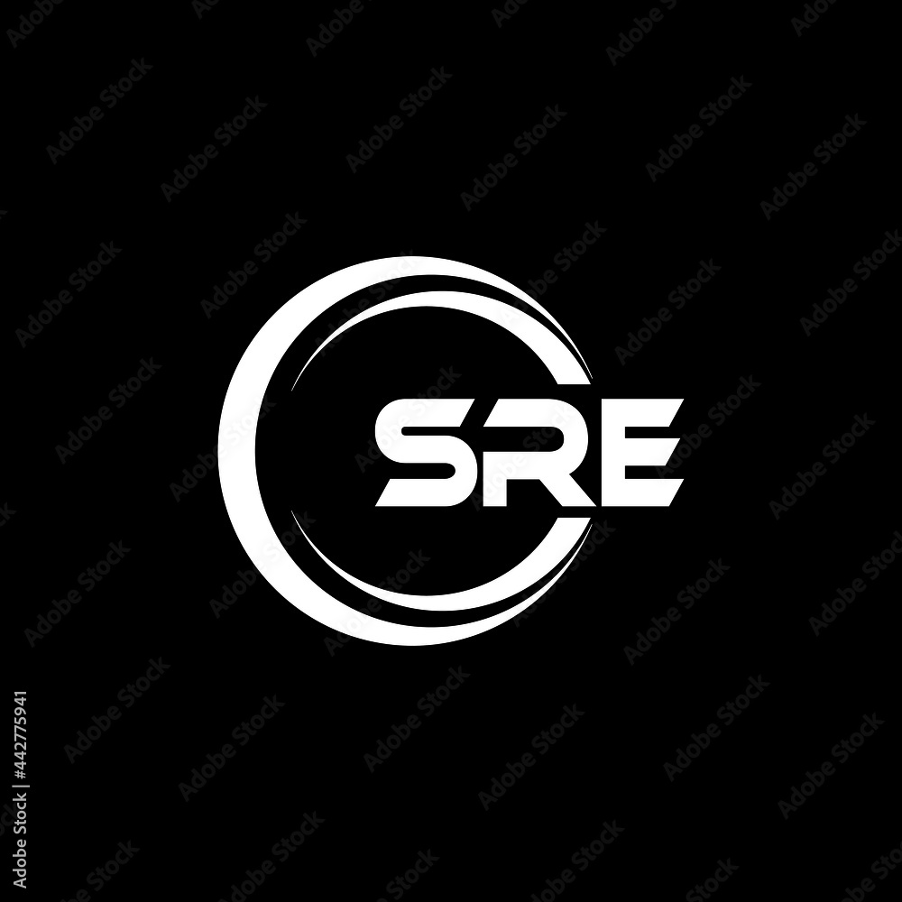 SRE letter logo design with black background in illustrator, vector ...