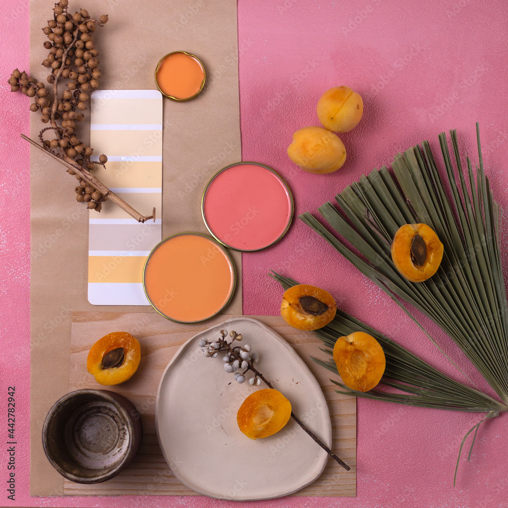 color palette mood board for interior design and decor Stock Photo ...