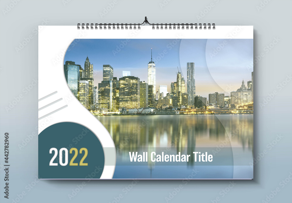 2022 Landscape Wall Calendar Layout Stock Template | Adobe Stock