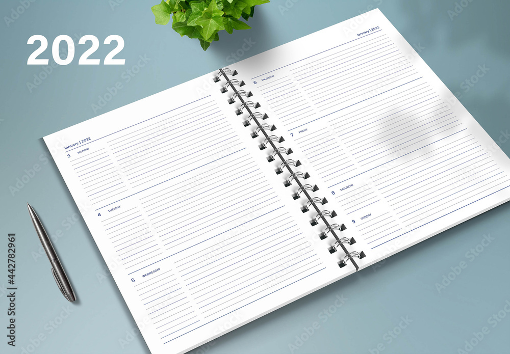 2022 Weekly Planner Layout Stock Template | Adobe Stock