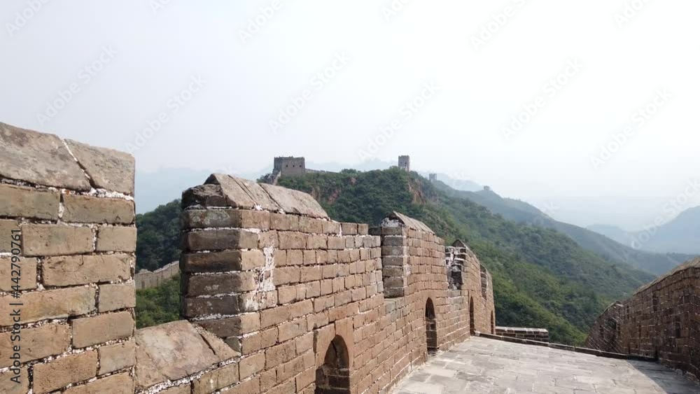Walking over the Great Wall of China is a series of fortifications that ...