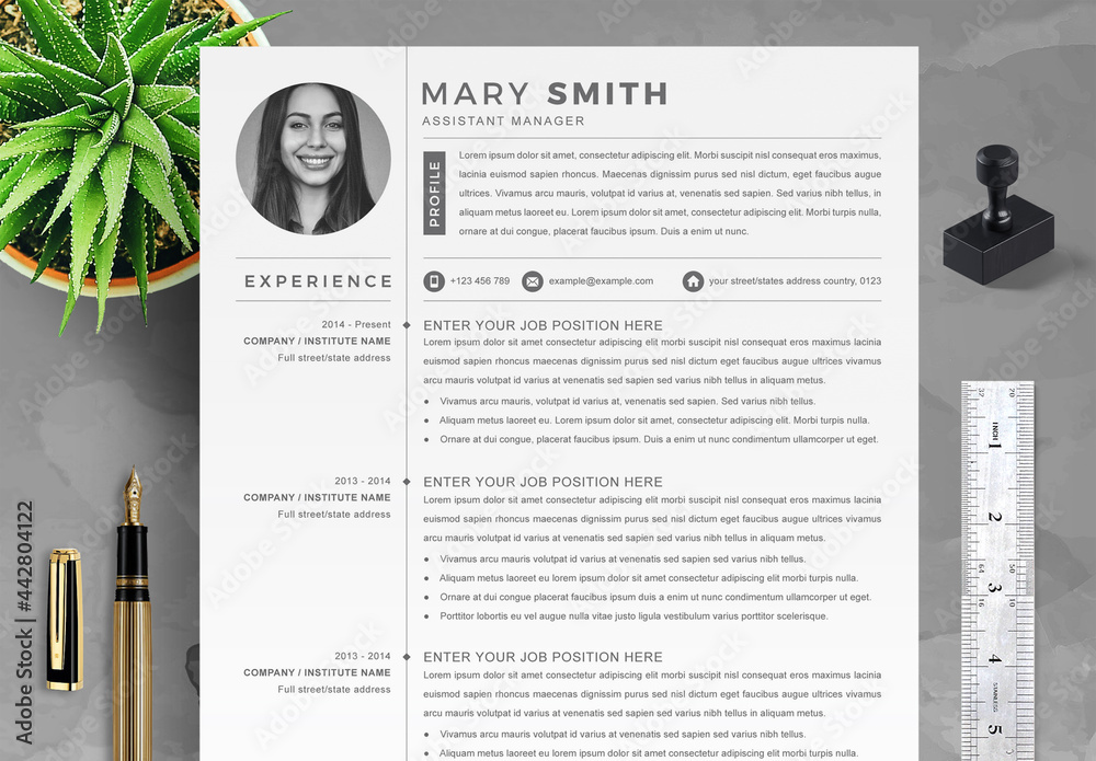 Professional Resume Layouts with Cover Letter Stock Template | Adobe Stock