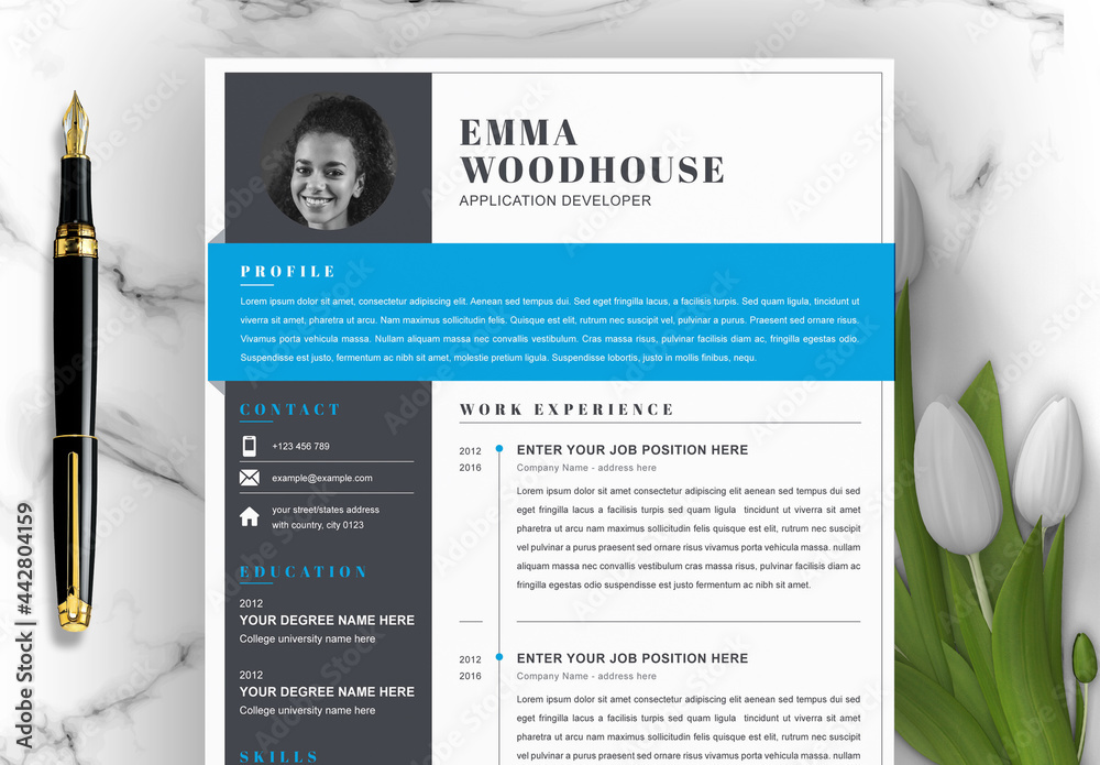 Creative Resume Layouts Layout with Photo Stock Template | Adobe Stock