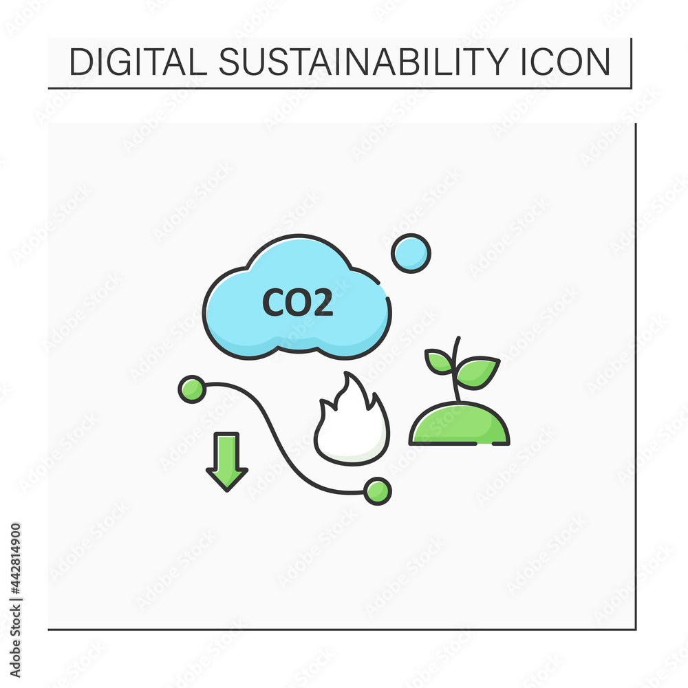 Carbon efficient color icon.Minimum feasible carbon emissions.Low air ...