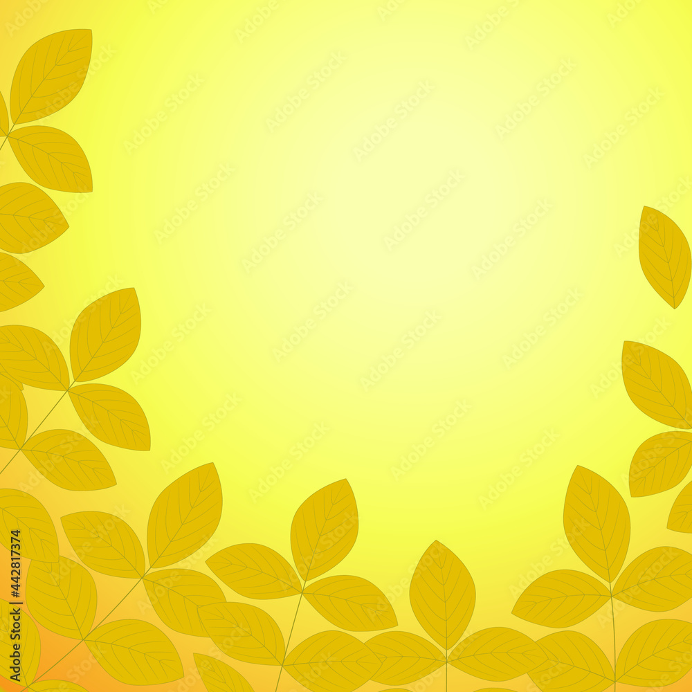 Yellow leaves vector square background. Yellow gradient background with ...