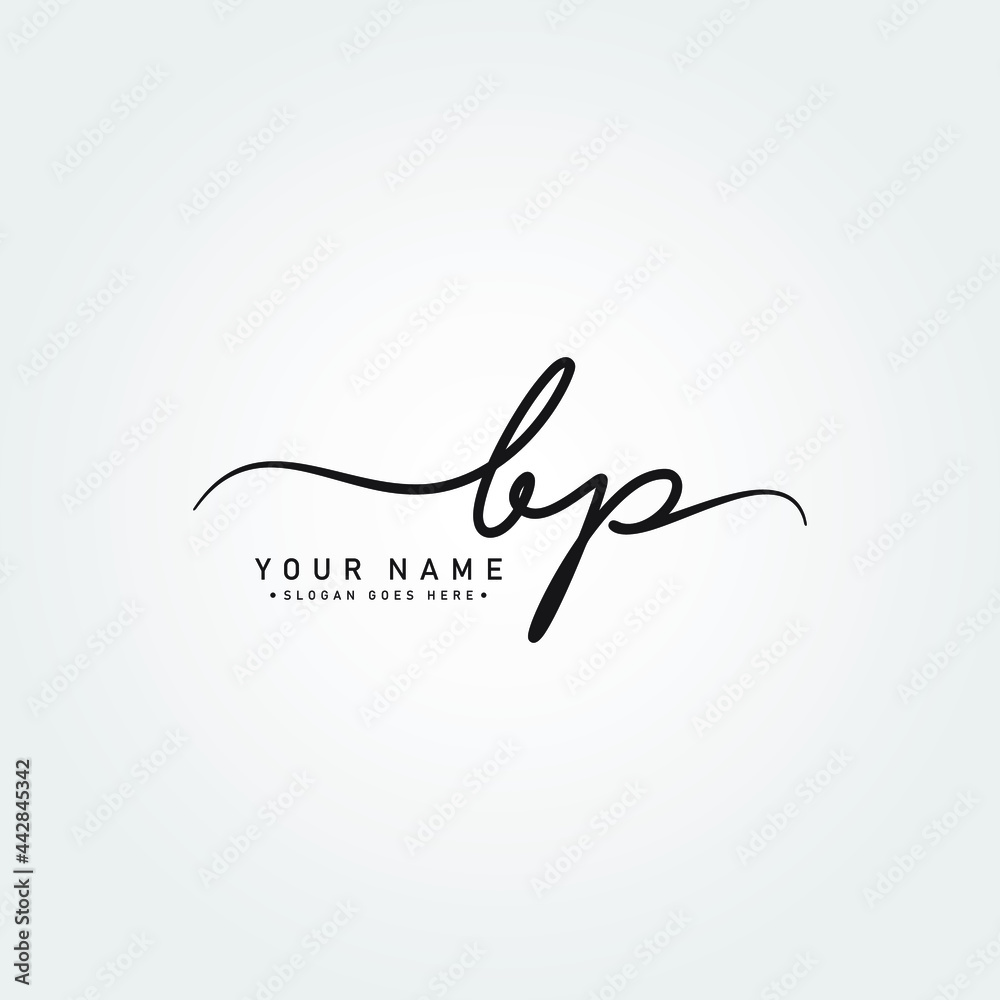 Initial Letter BP Logo - Hand Drawn Signature Logo Stock Vector | Adobe ...