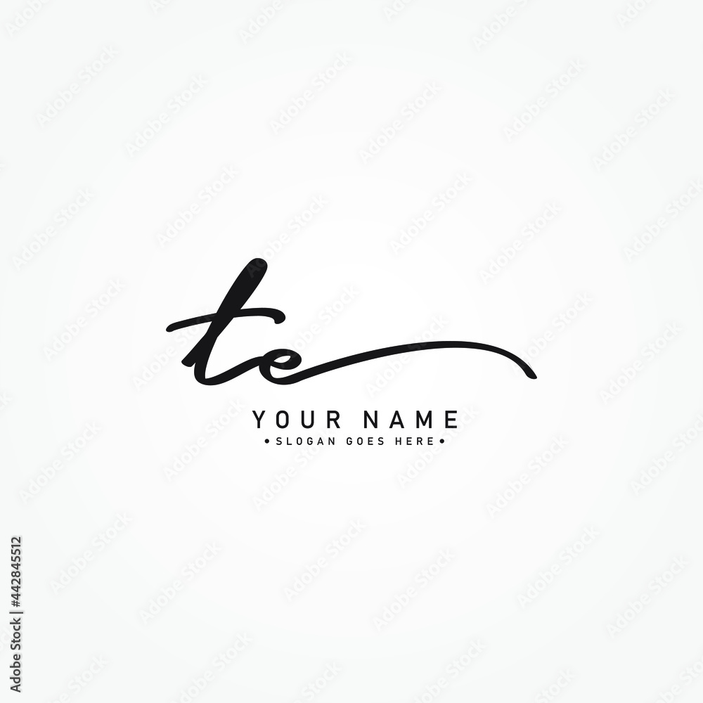 Initial Letter TE Logo - Handwritten Signature Logo Stock Vector ...