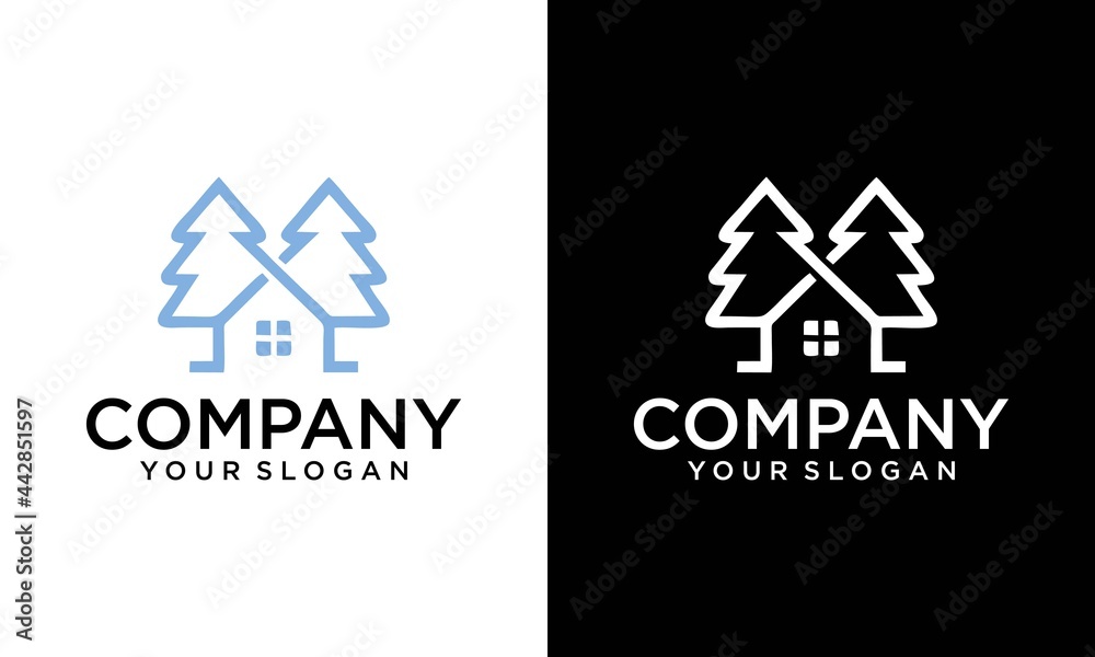 Pines Home Residence Vector Logo Template. The logo is a pines tree ...