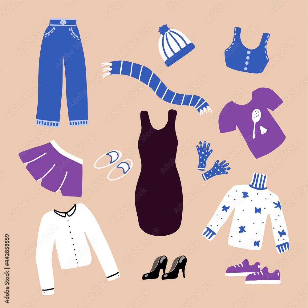 Clothes donation design elements in hand drawing style. Give a second ...