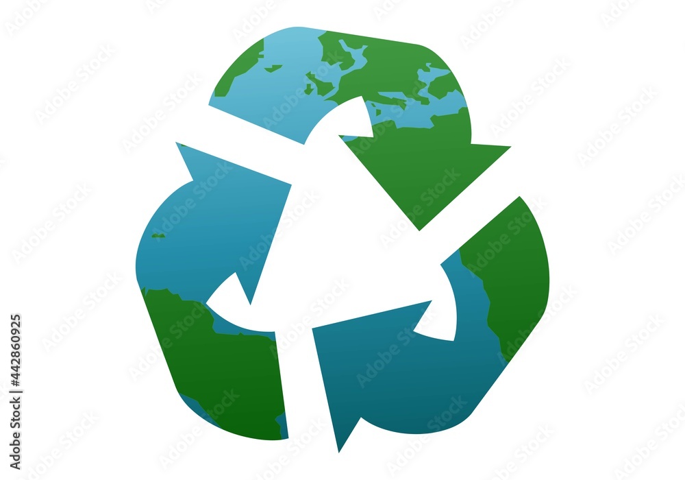 Vetor de Símbolo del reciclaje con relleno del planeta Tierra sobre ...