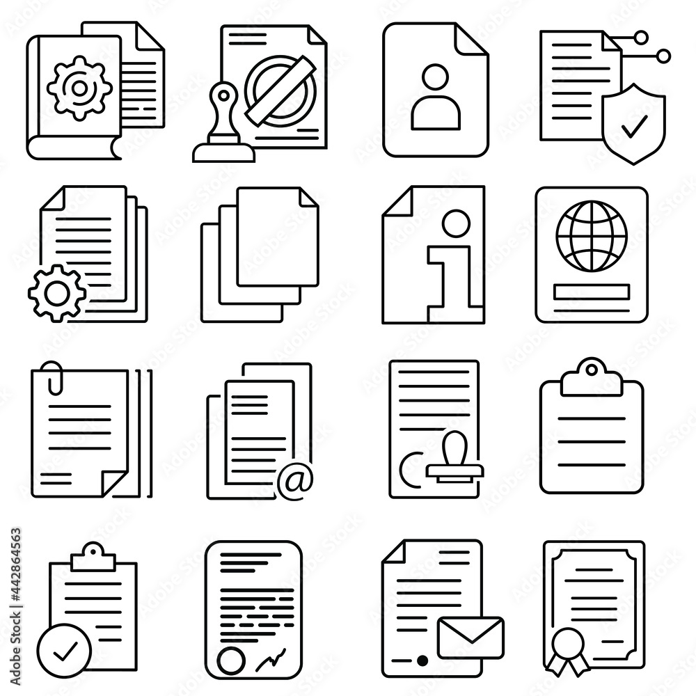 Documents vector icon Set. Contract illustration sign collection ...