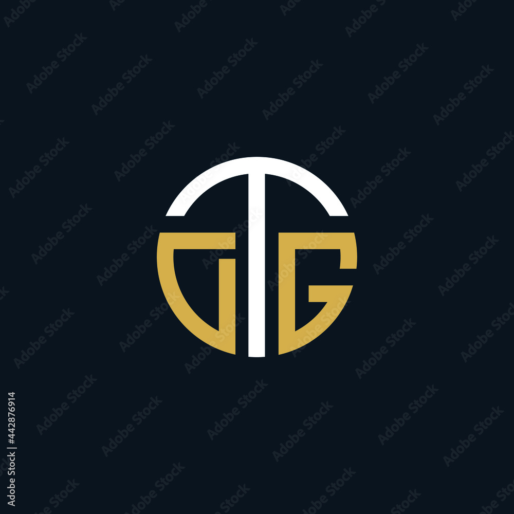 DTG letter logo design on black background.DTG creative initials letter ...