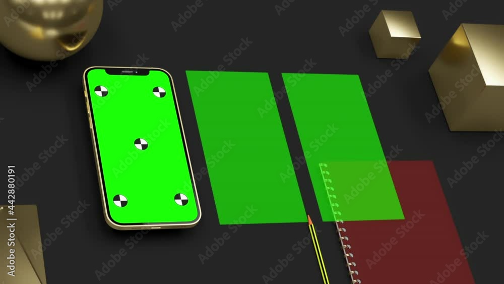 Two Extra Digital Screens Slides Right From The Mobile Phone Lying On ...