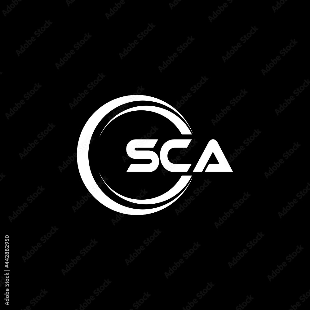 Vetor do Stock: SCA letter logo design with black background in ...