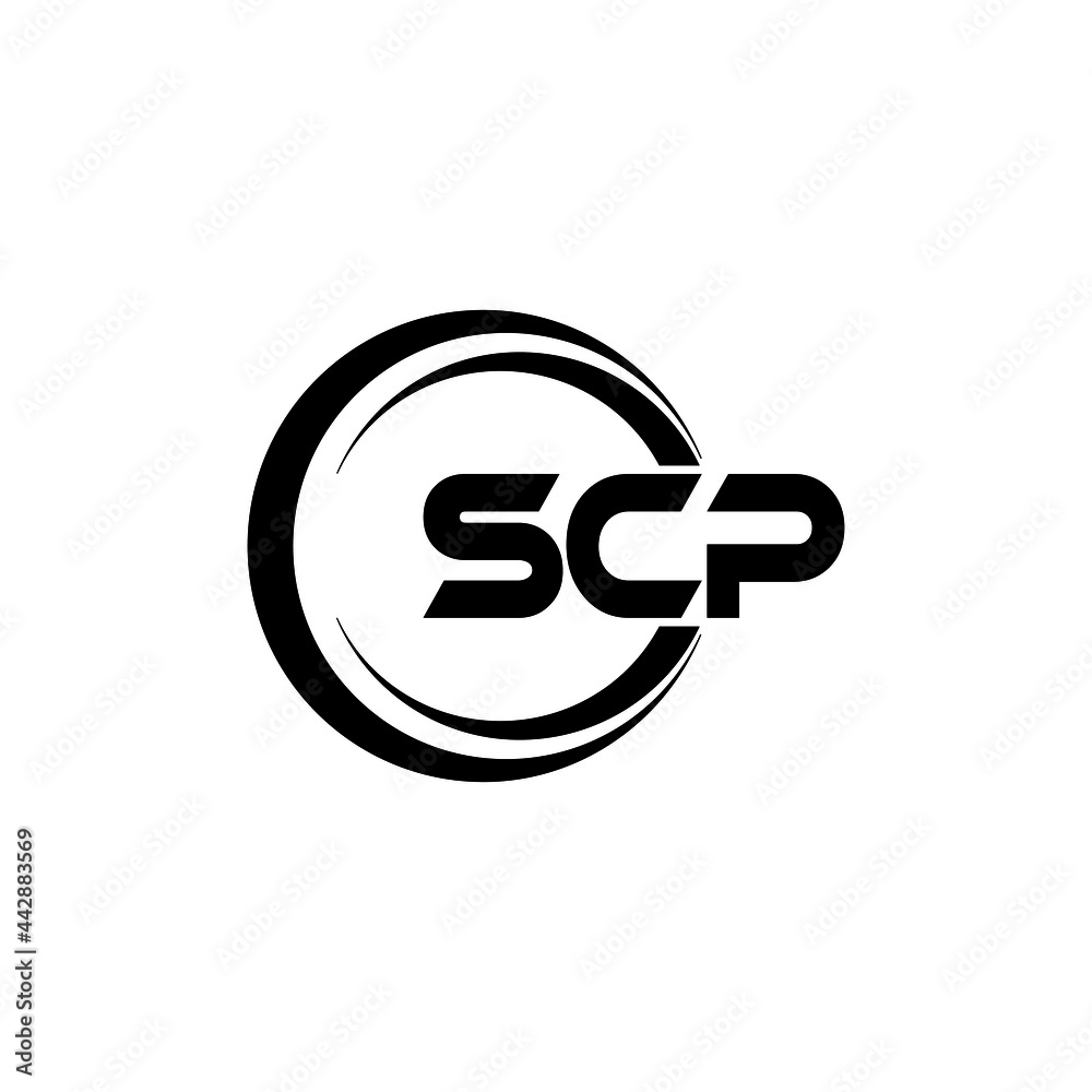 Vetor do Stock: SCP letter logo design with white background in ...