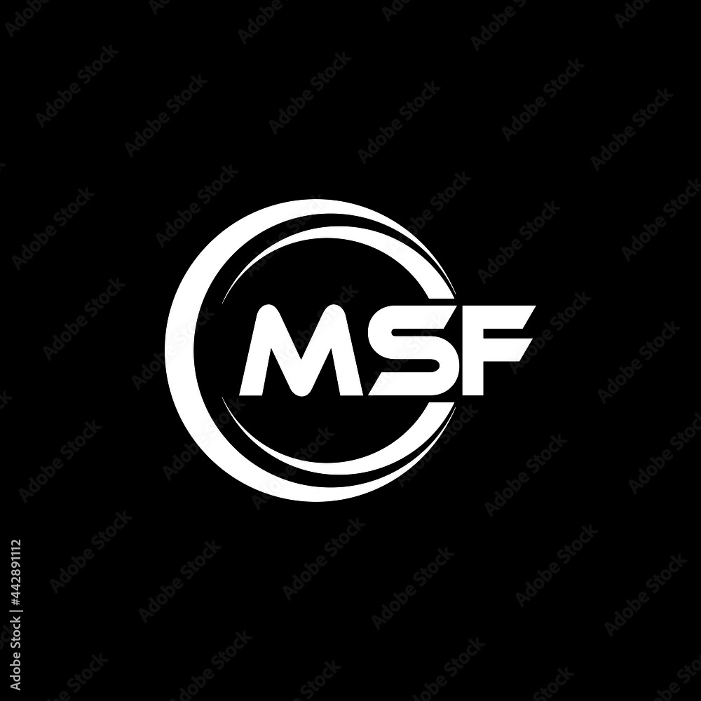 MSF letter logo design with black background in illustrator, vector ...
